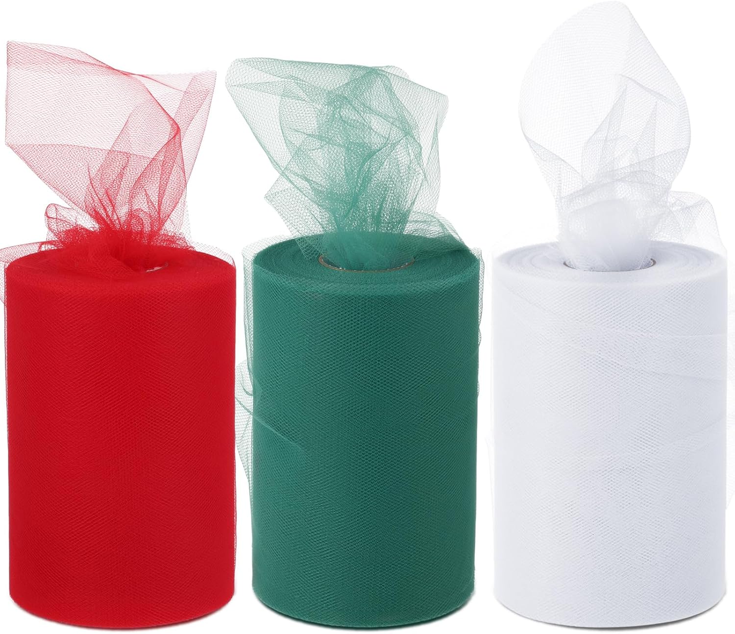 Amazon.com: Hotop 3 Rolls Tulle Ribbon Christmas Tulle Fabric Ribbon 6 ...