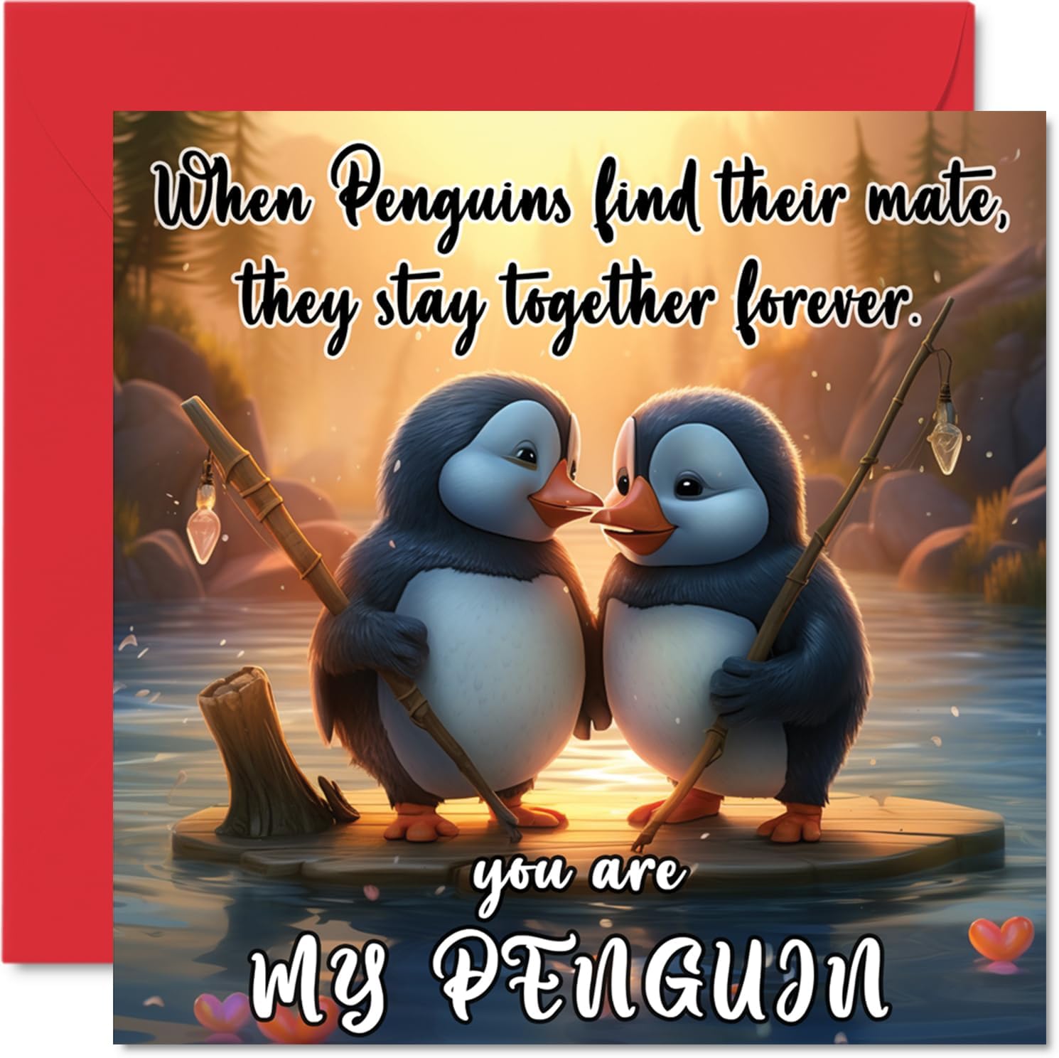 Penguin Valentines Card - You Are My Penguin - Cute Romantic Valentine ...