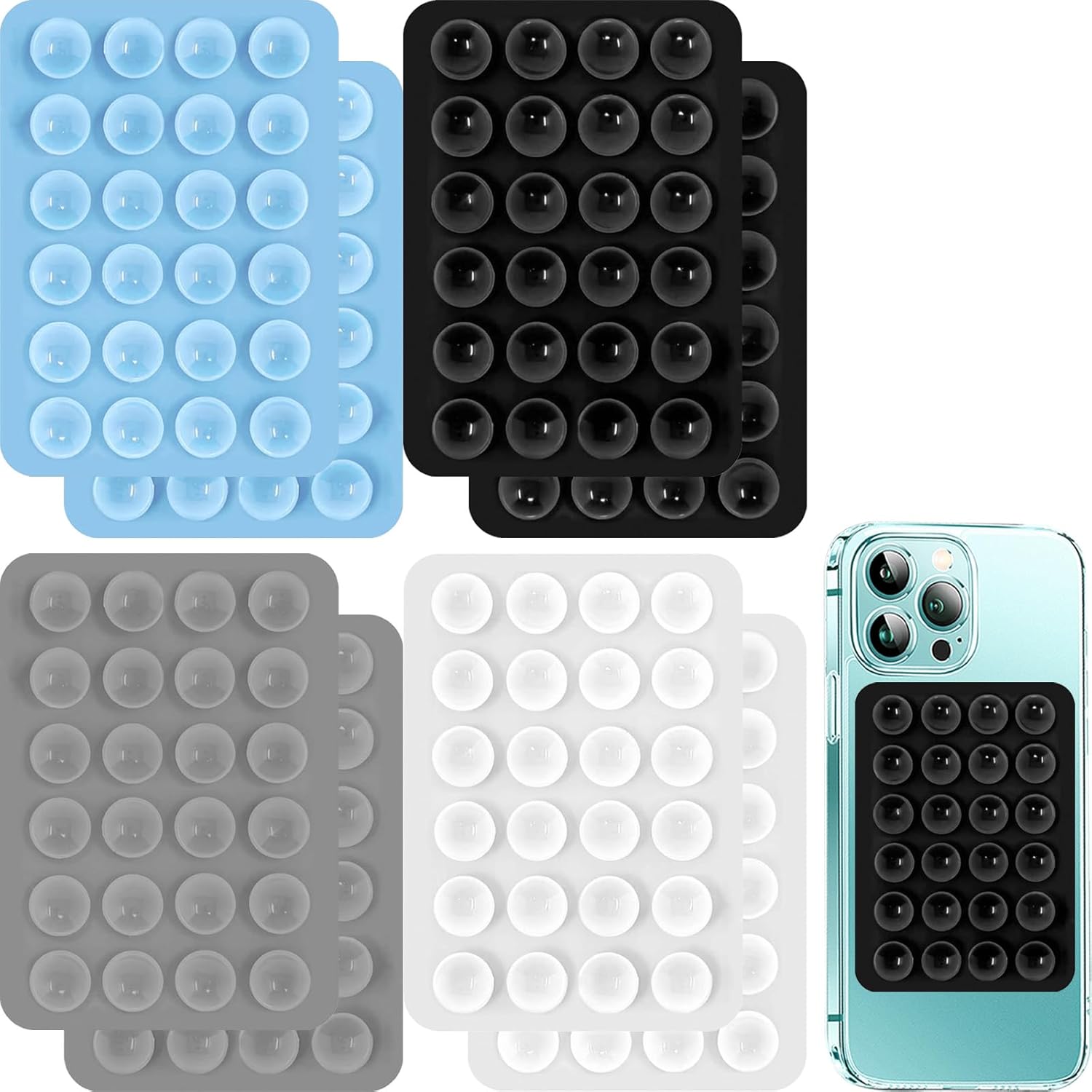 Aswewamt 8Pcs Silicone Suction Pad, 4 Colors Phone Holder Sticky Grip ...
