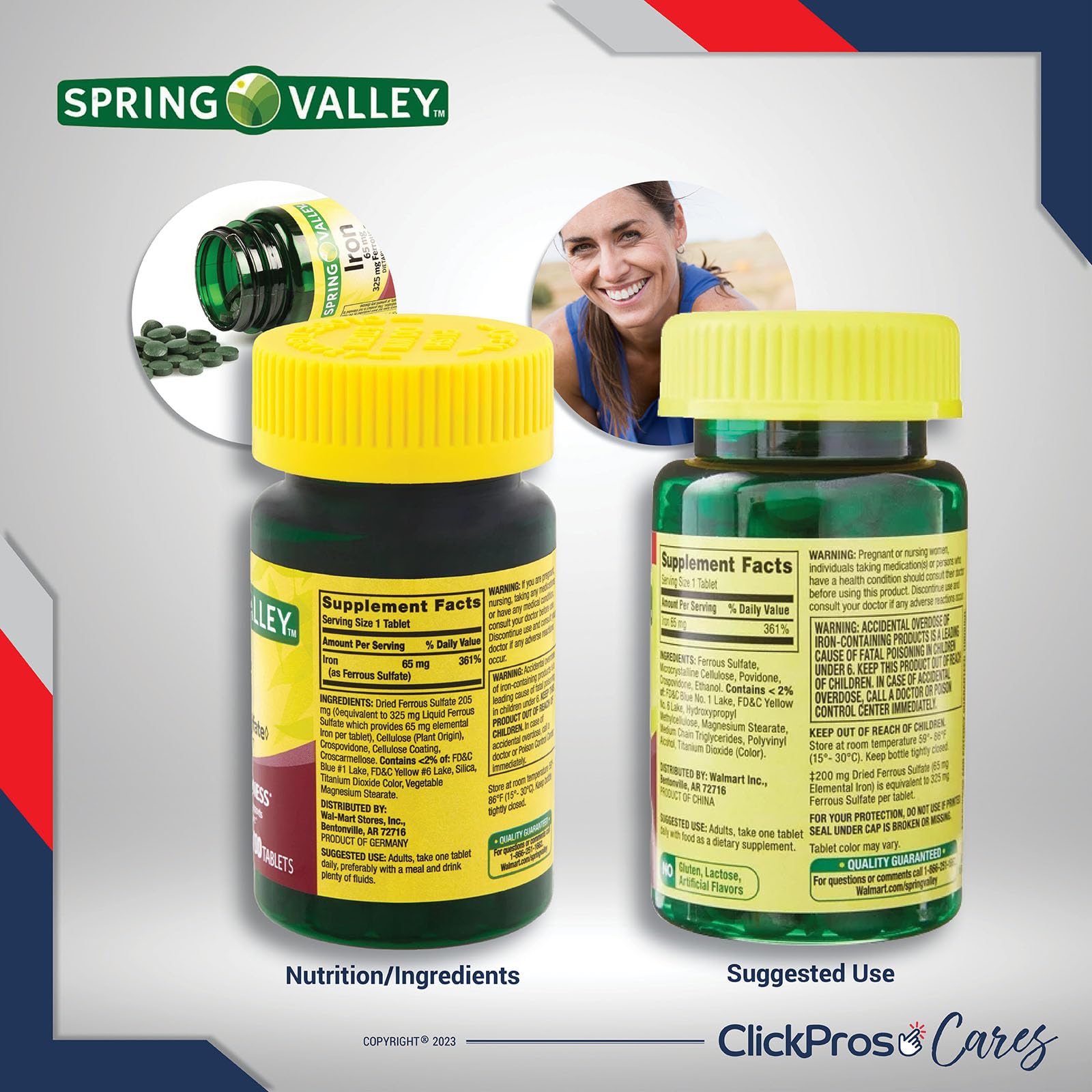 Snapklik.com : Spring Valley Iron Tablets Dietary Supplement Value Size ...