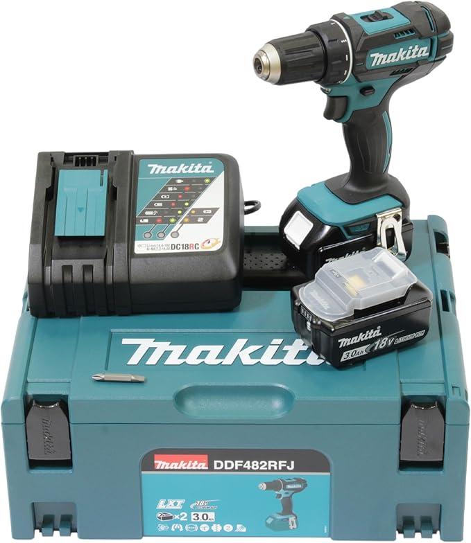 Makita DDF482RFJ Cordless Drill 18 V / 3.0 Ah, 2 Batteries + Charger in ...