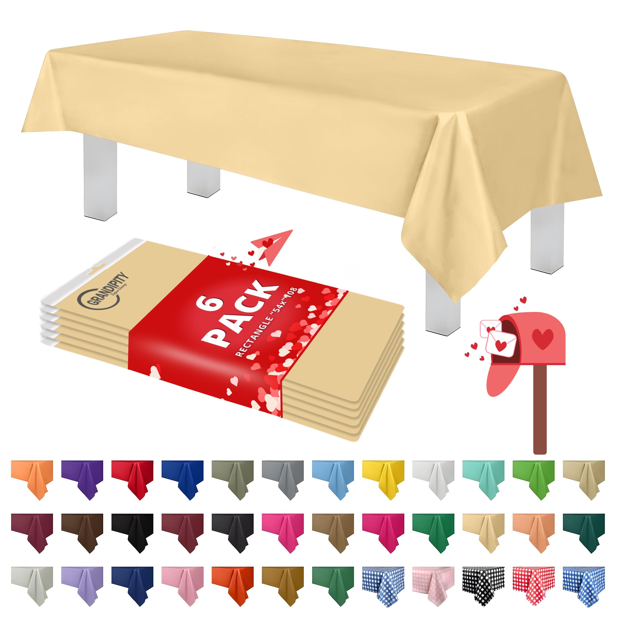 Snapklik.com : Grandipity Ivory Plastic Table Cloth Disposable