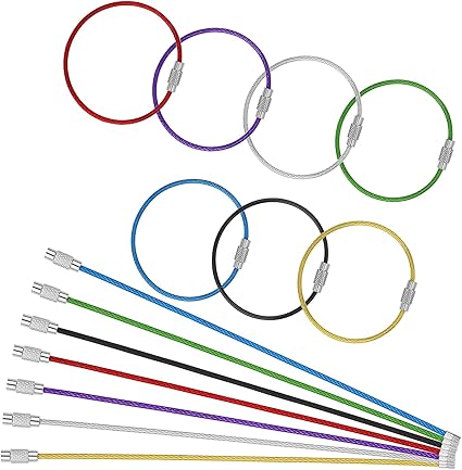 14 Pcs Wire Keychain Cable Wire Key Ring Stainless Steel Cable Key Ring ...