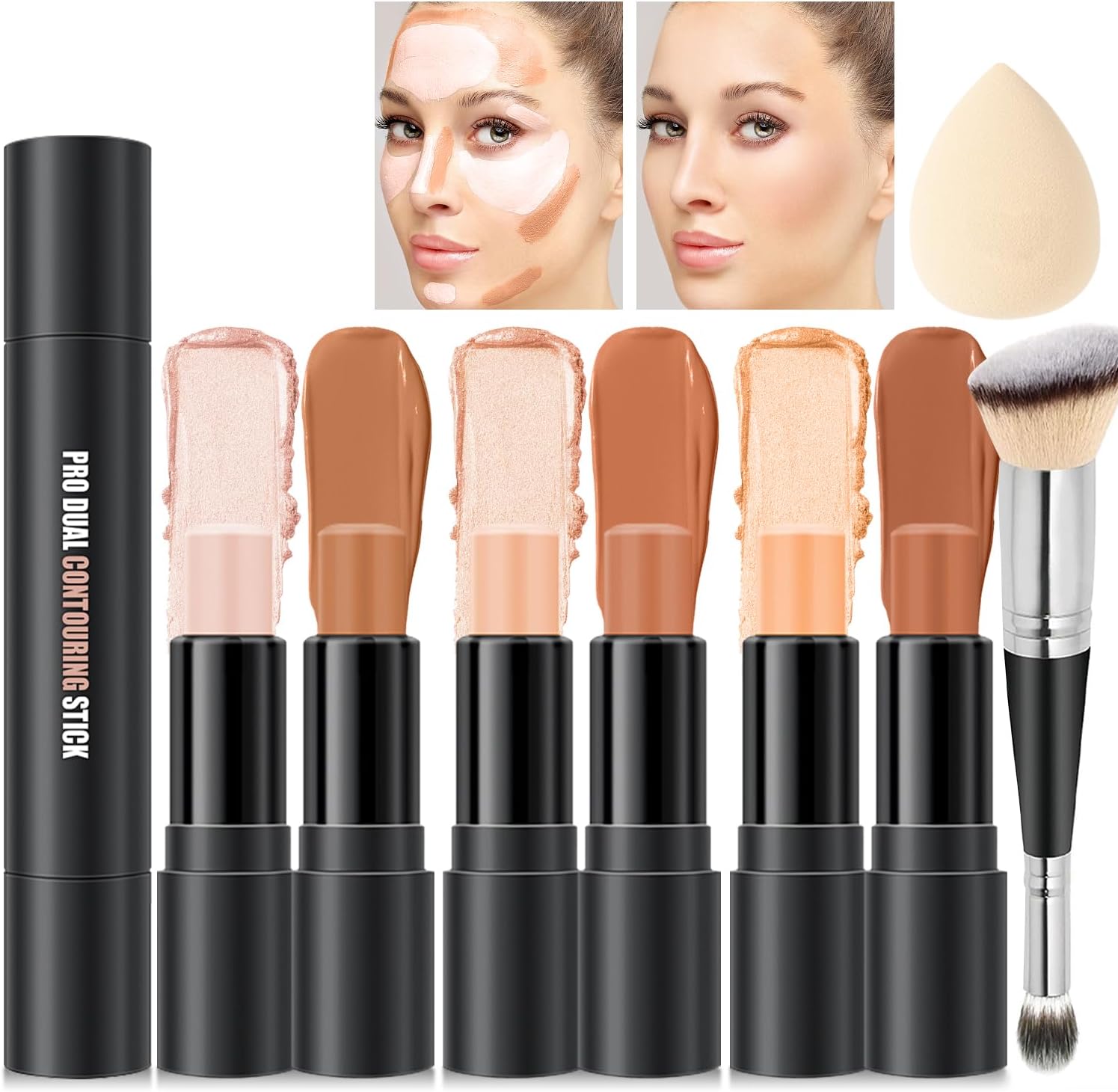 Amazon.com: 6 Colors Cream Contour Sticks Makeup Kit, Primer Face ...