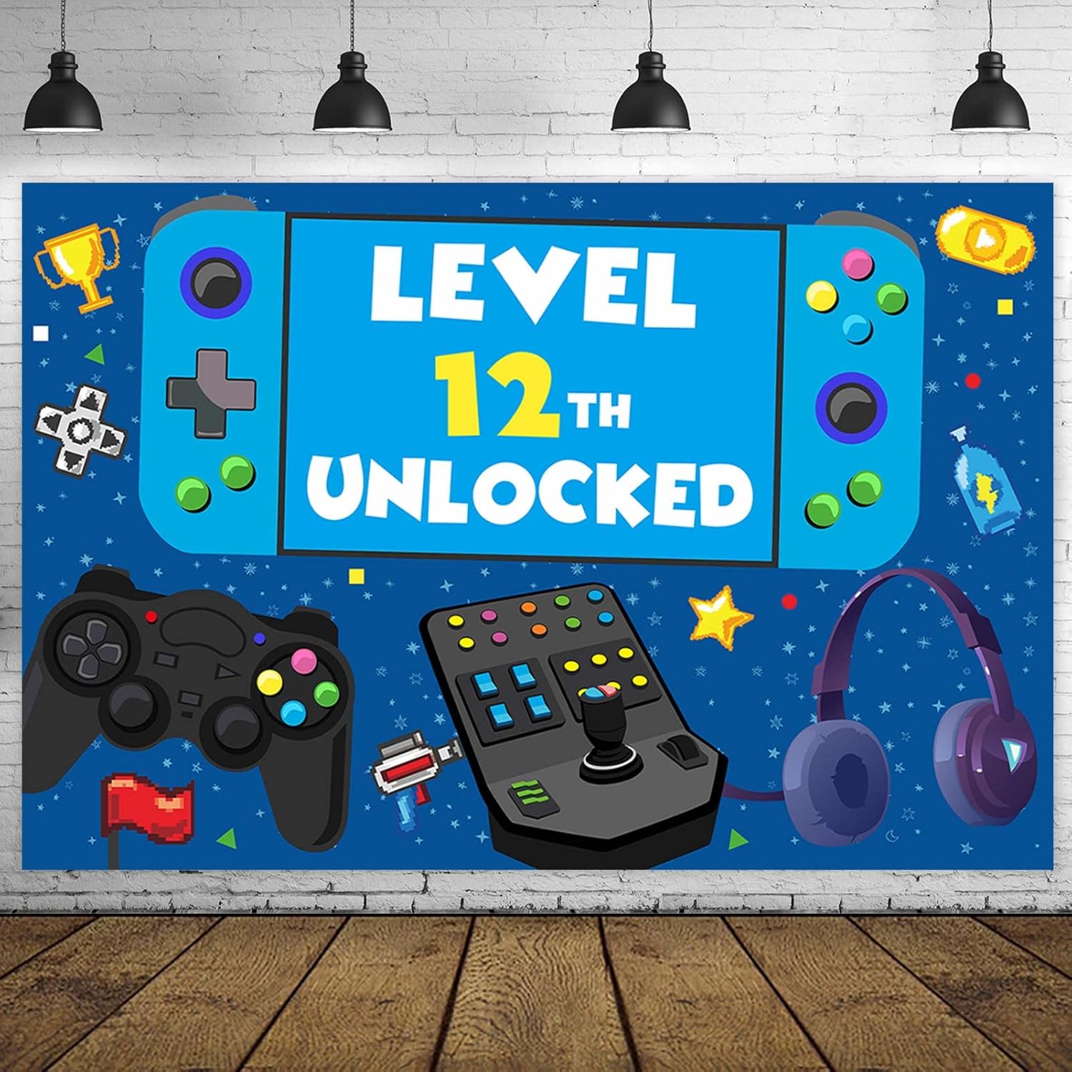 Amazon.com: Level 12th Unlocked Happy 12th Birthday Level Up Banner ...