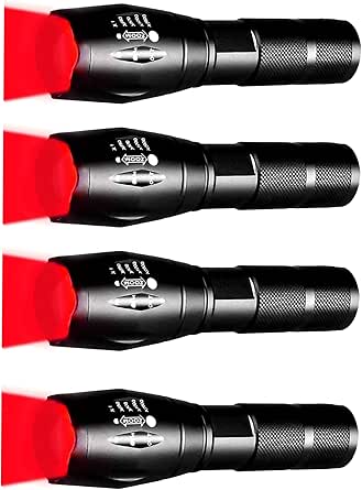 Red LED Flashlight - Single Mode Adjustable Focus Flashlights for Night ...