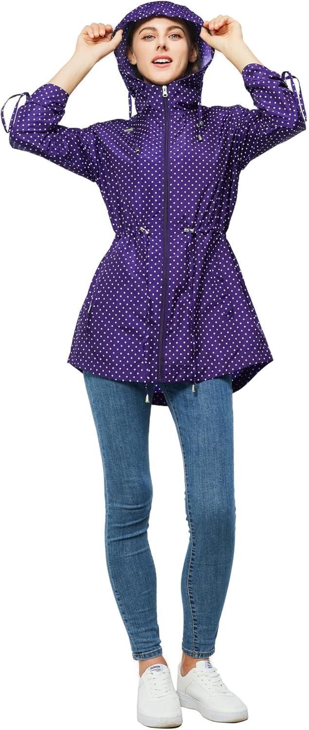 Amazon.com: YEABEDA Women-Rain Jacket-Hood Waterproof-Lightweight ...