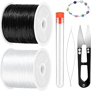 Amazon.com: 0.5mm Elastic Bracelet String, 2Rolls 397 FT Stretchy String Crystal String Bead ...