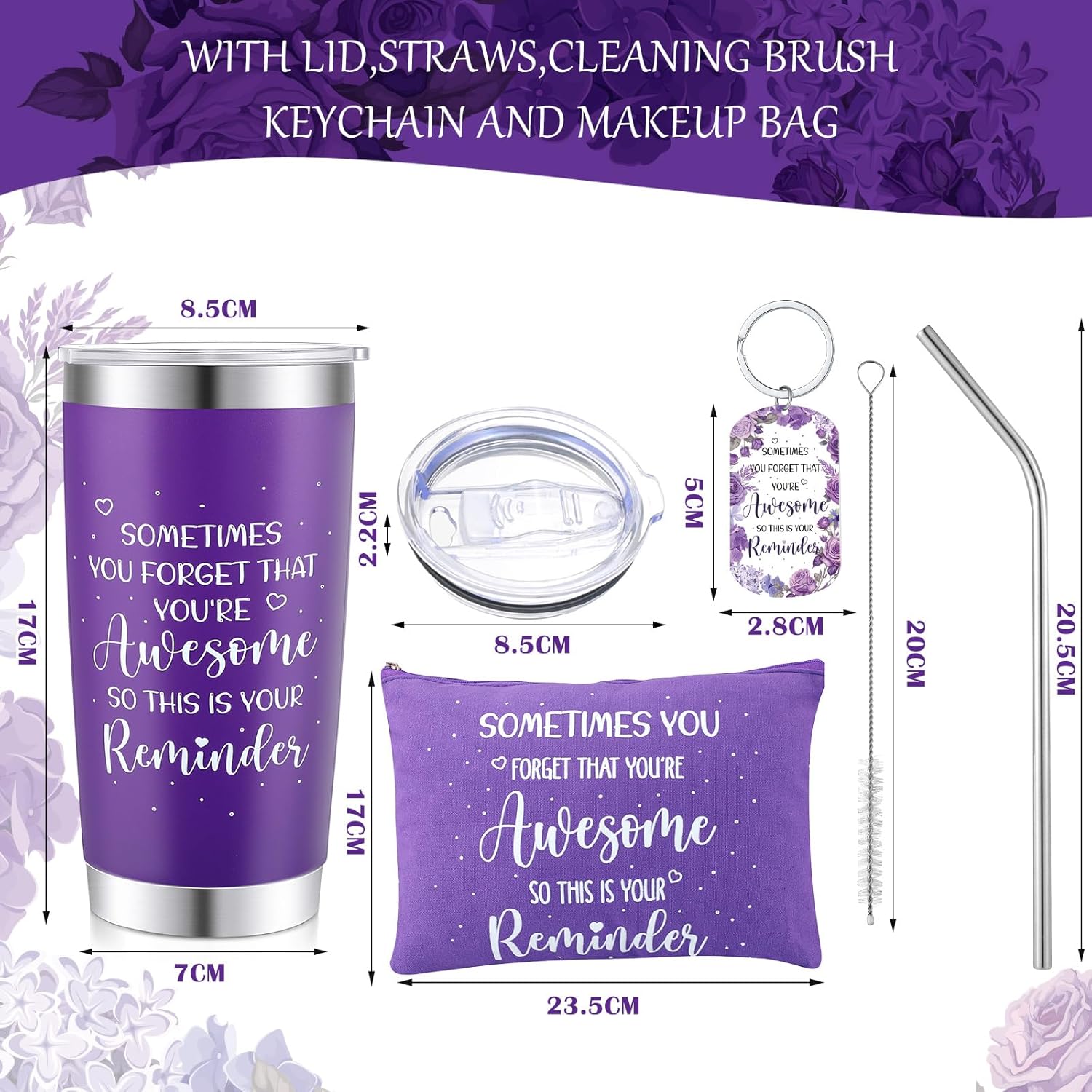 Zhehao 3 piezas de regalos inspiradores morados para mujeres, regalos ...