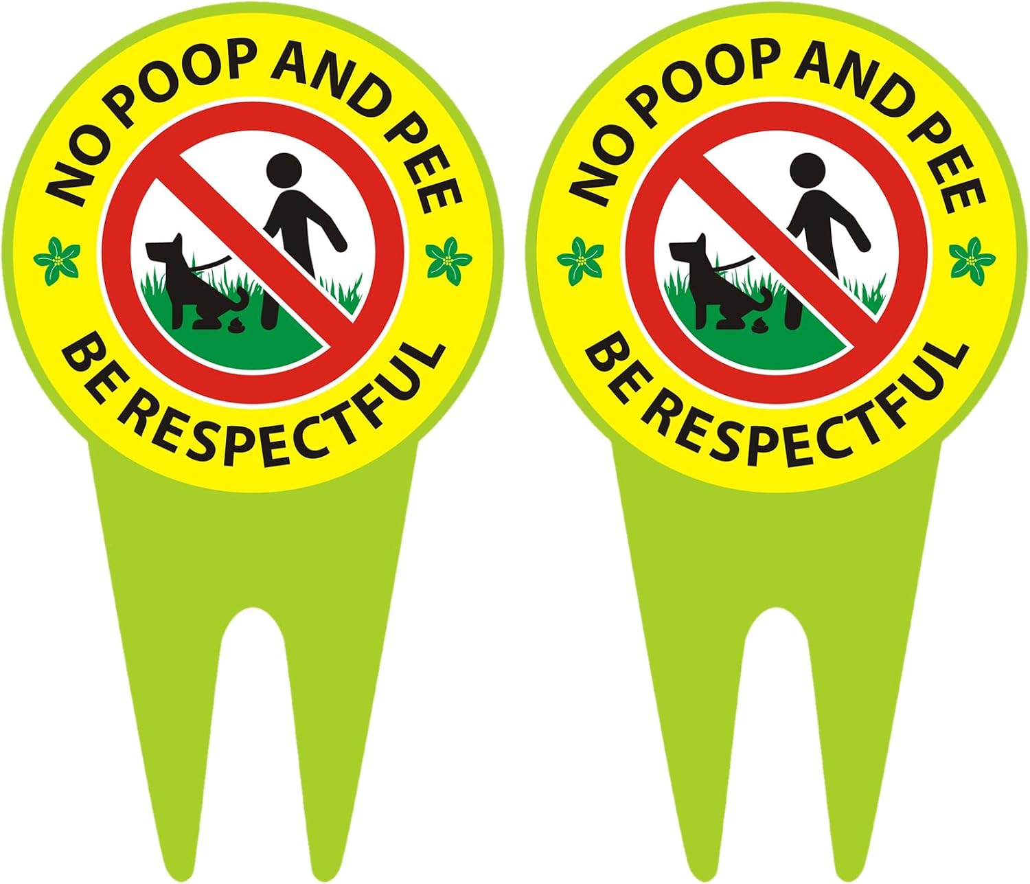 Amazon.com : No Dog Poop Signs 2 Pack, Double Sided - Be Respectful/No ...