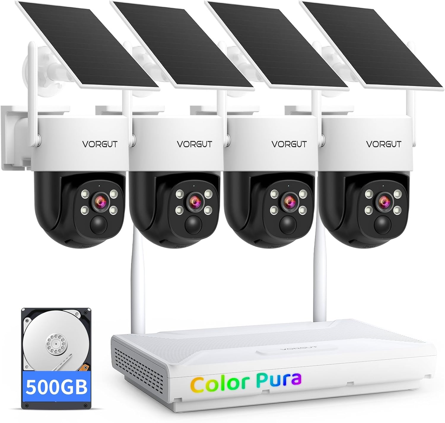 Amazon.com : Solar Security Camera System Wireless Outdoor, 4pcs 2K ...