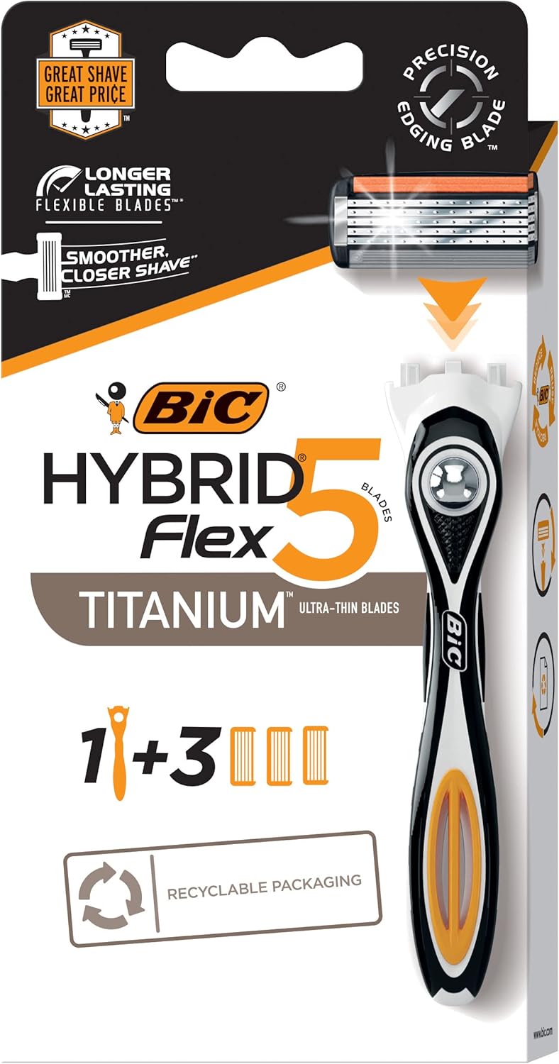 BIC Flex 5 Hybrid Men's 5-Blade Disposable Razor Shaving Kit, 1 Handle ...