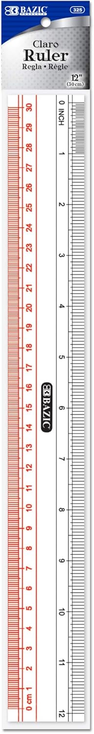 Amazon.com : BAZIC Claro 12" (30cm) Transparent Plastic Ruler : Office ...