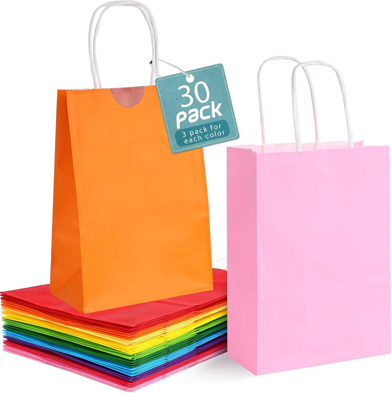 Amazon.com: HONEYGIFTS 30PCS Gift Bags with Handles, 10 Colors Party ...