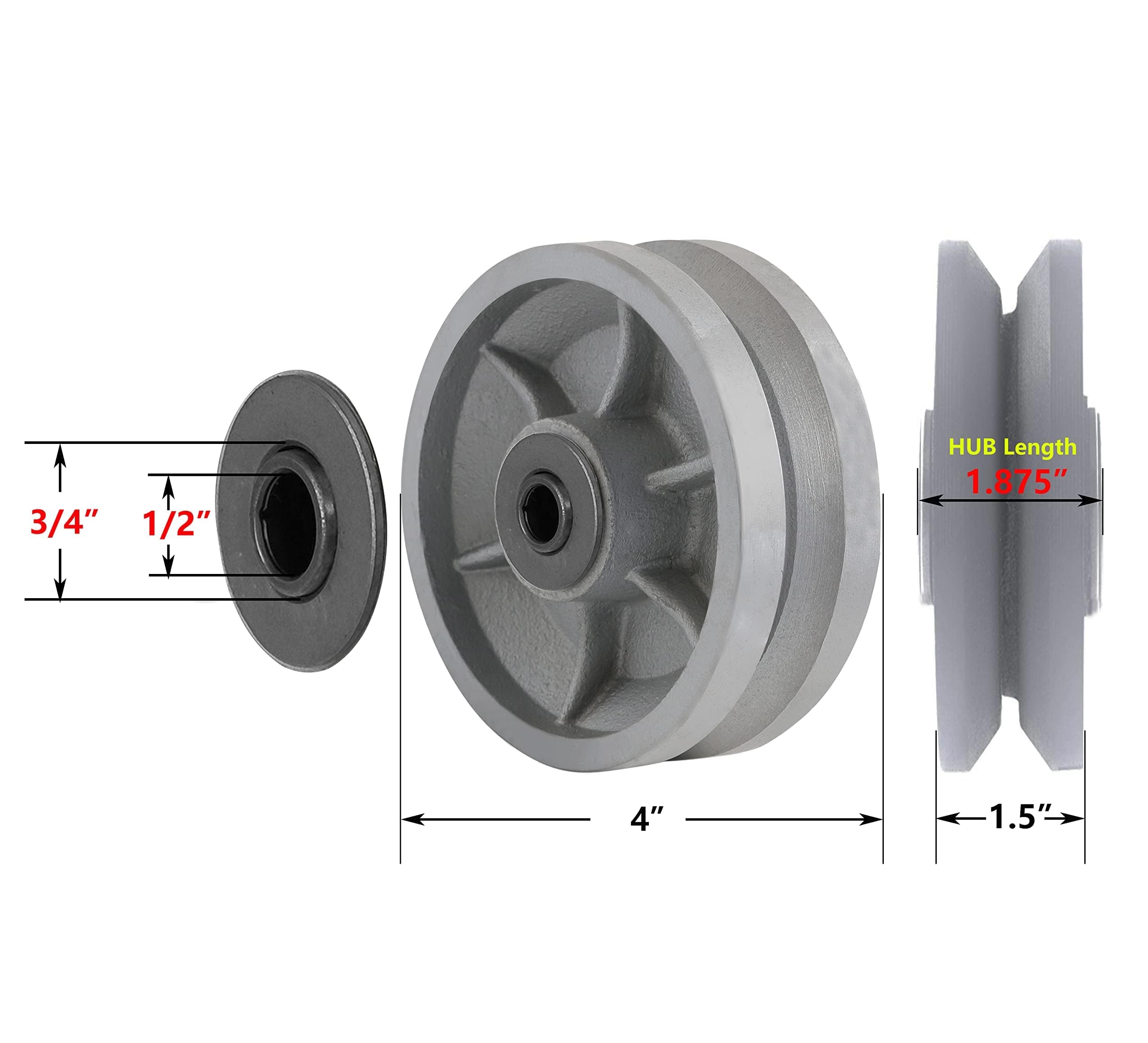 4000 Lb Capacity Wheels SYRATION 6x2 Inch V Groove Caster Wheels - 4000 ...