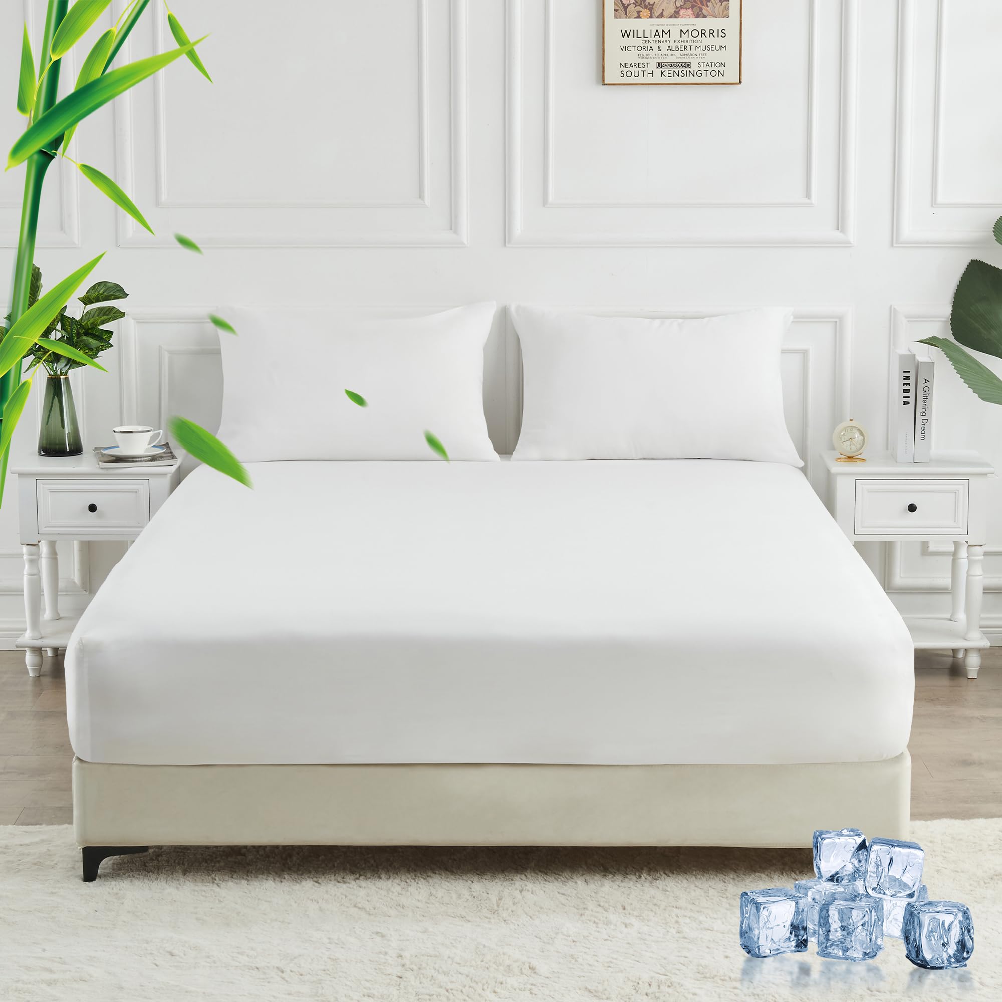 LINENOVA Bamboo Cooling King Single Fitted Sheet 1 Piece Only- 2000TC ...