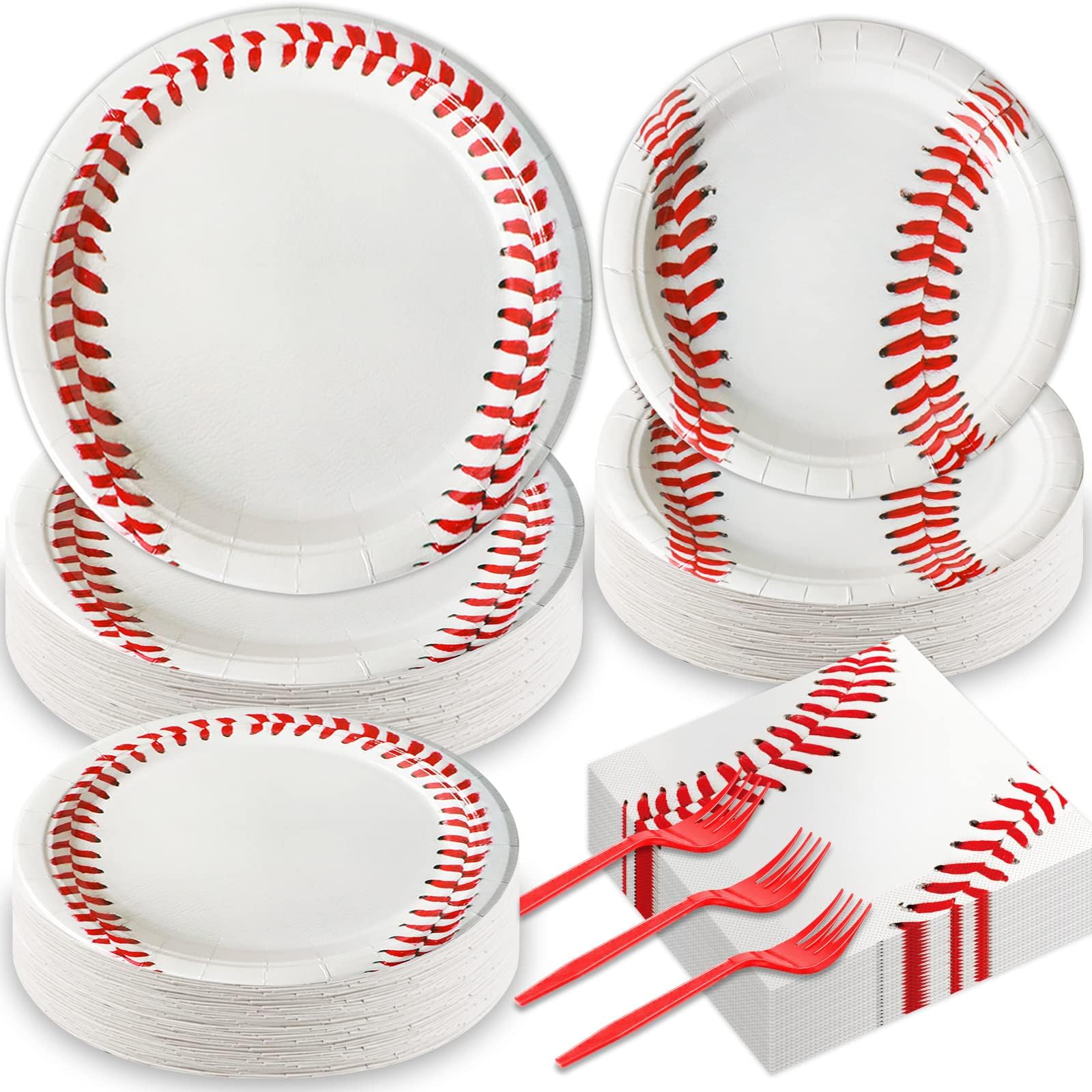Amazon.com: Domensi 180 Pieces Baseball Party Supplies Tableware Set ...