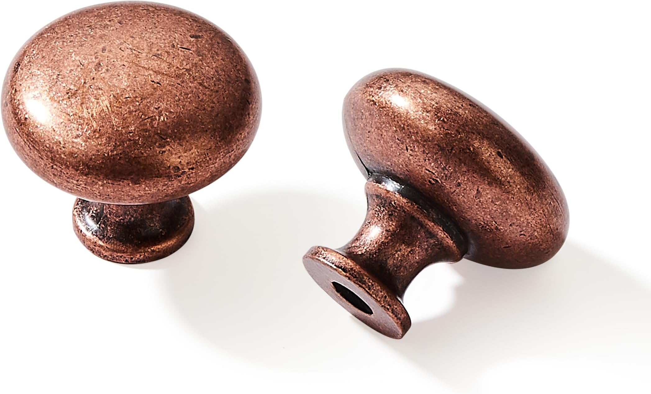 Satin Copper (Rose Gold) Cabinet Hardware 1-1/4” Round Mushroom Modern ...