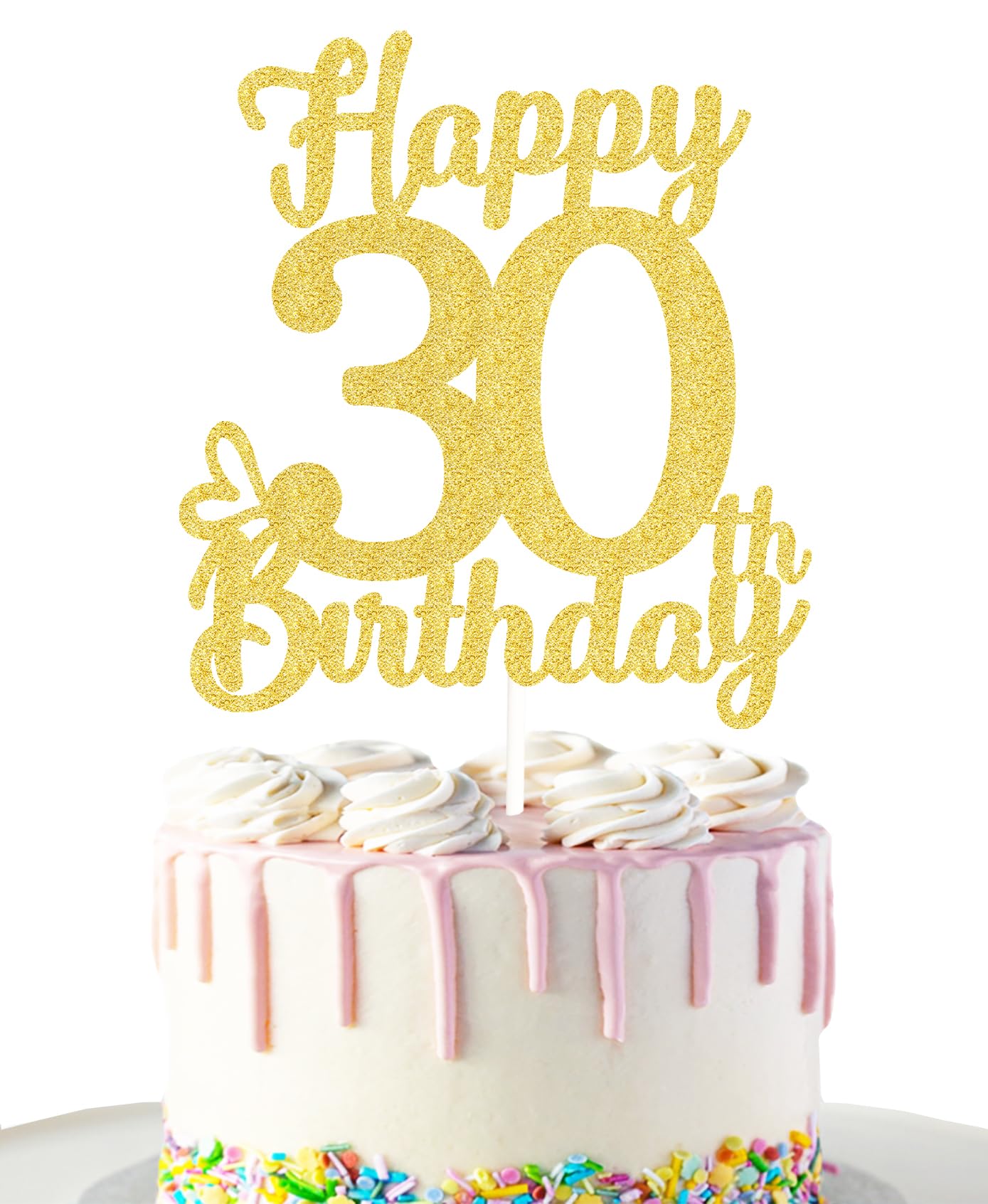 Snapklik.com : 30 Birthday Cake Toppers-Gold Glitter, Thirty Cake ...