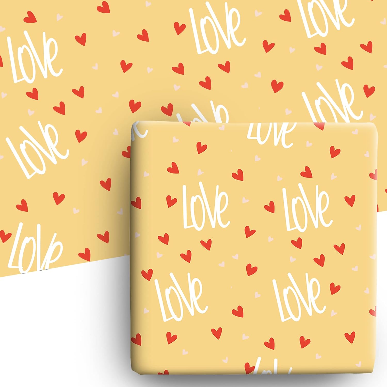 Love Hearts Wrapping Paper Set - 4 XXL Eco Valentines Gift Wrap Sheets ...