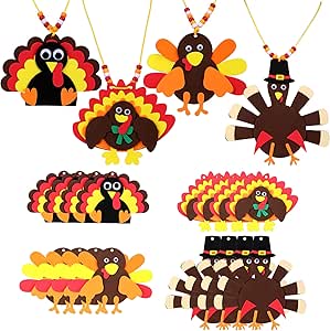 Amazon.com: MTLEE 12 Sets Thanksgiving Turkey Craft Kits, Foam Turkey ...