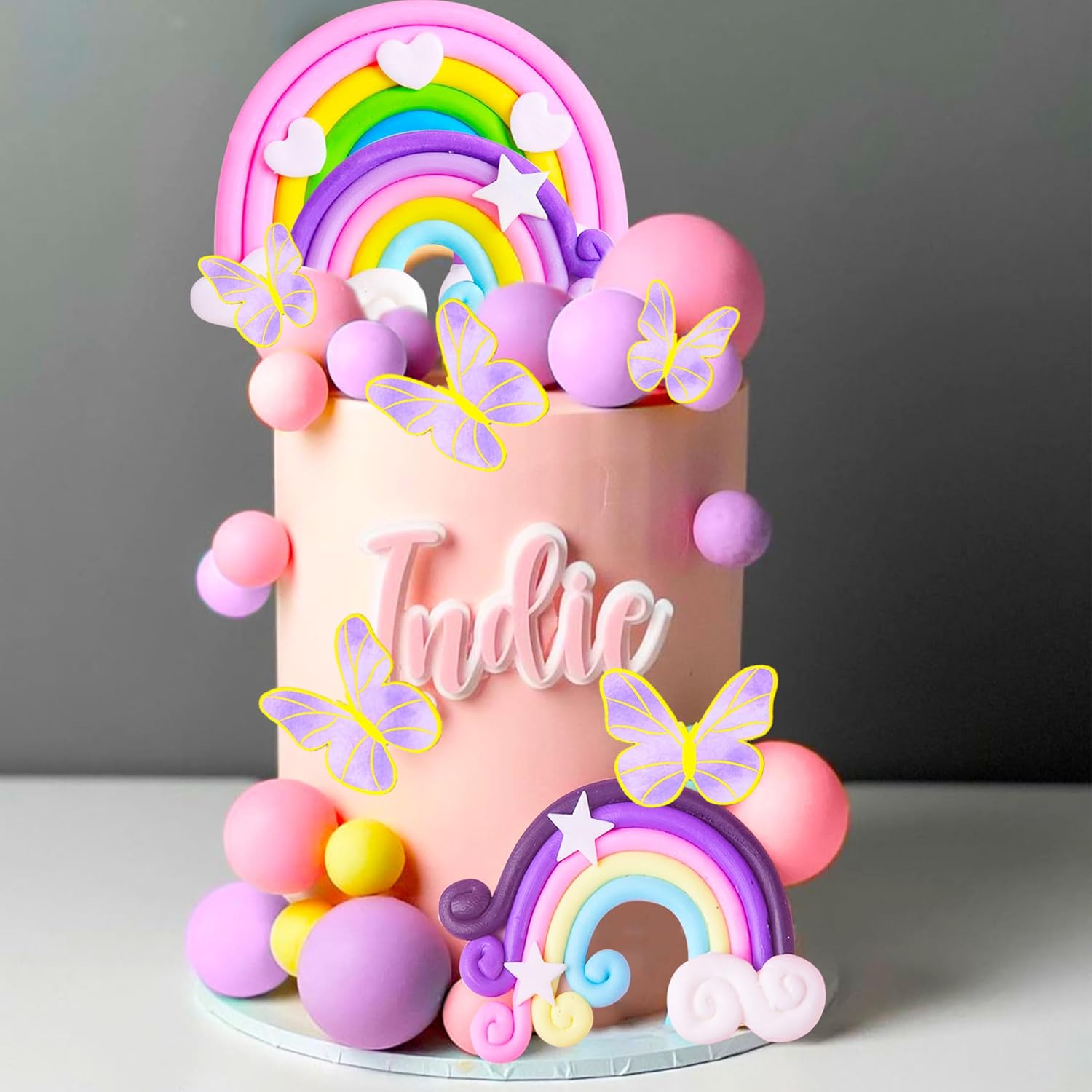 Amazon.com: JeVenis 23 PCS Purple Rainbow Cake Topper Unicorn Rainbow ...