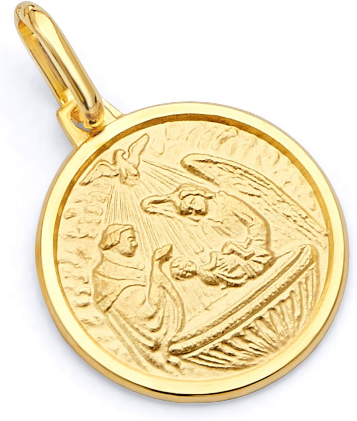 Amazon.com: 14k REAL Yellow Gold Religious Baptism Medal Charm Pendant ...