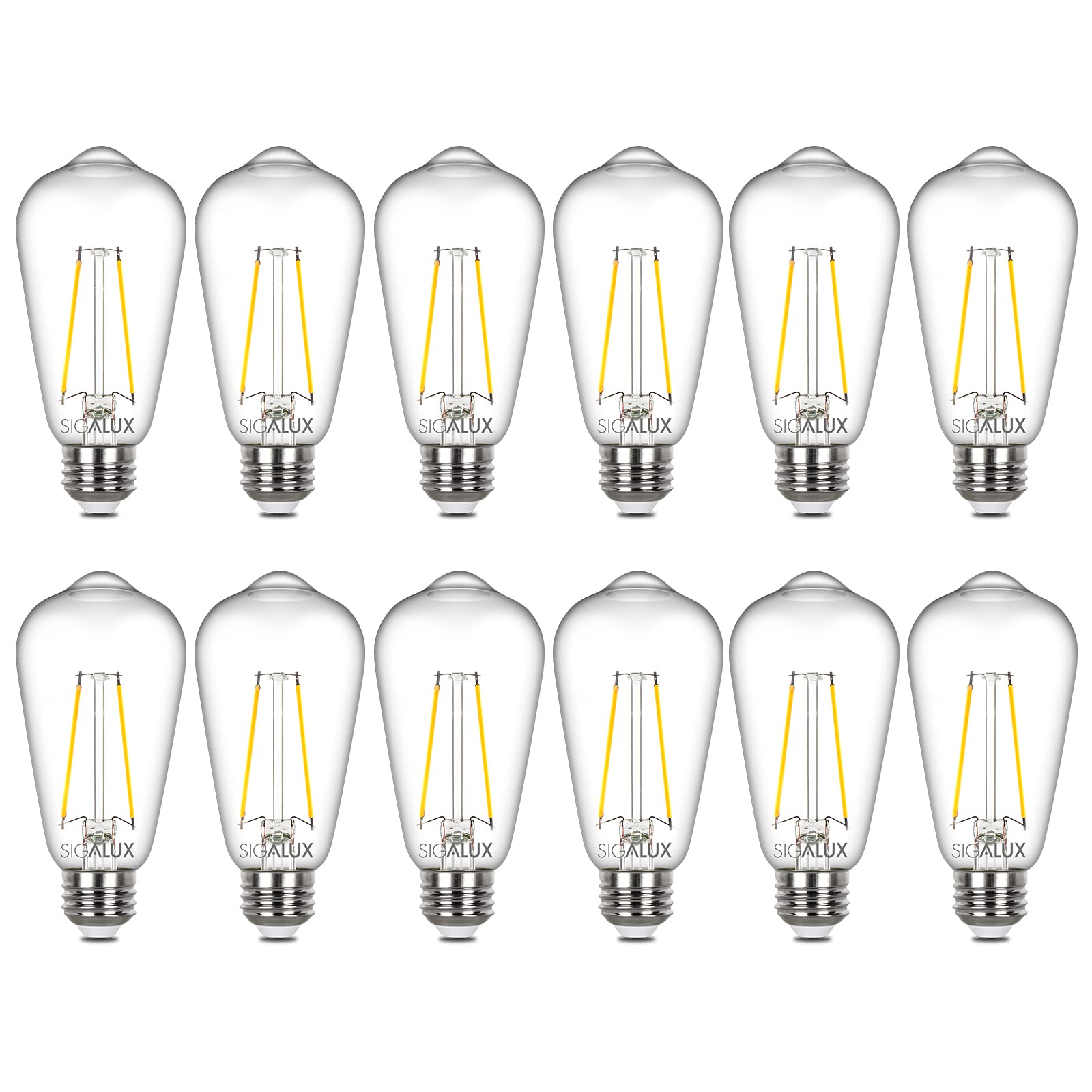 Sigalux Edison Bulbs, E26 LED Bulb ST58 Filament Clear Non-Dimmable ...