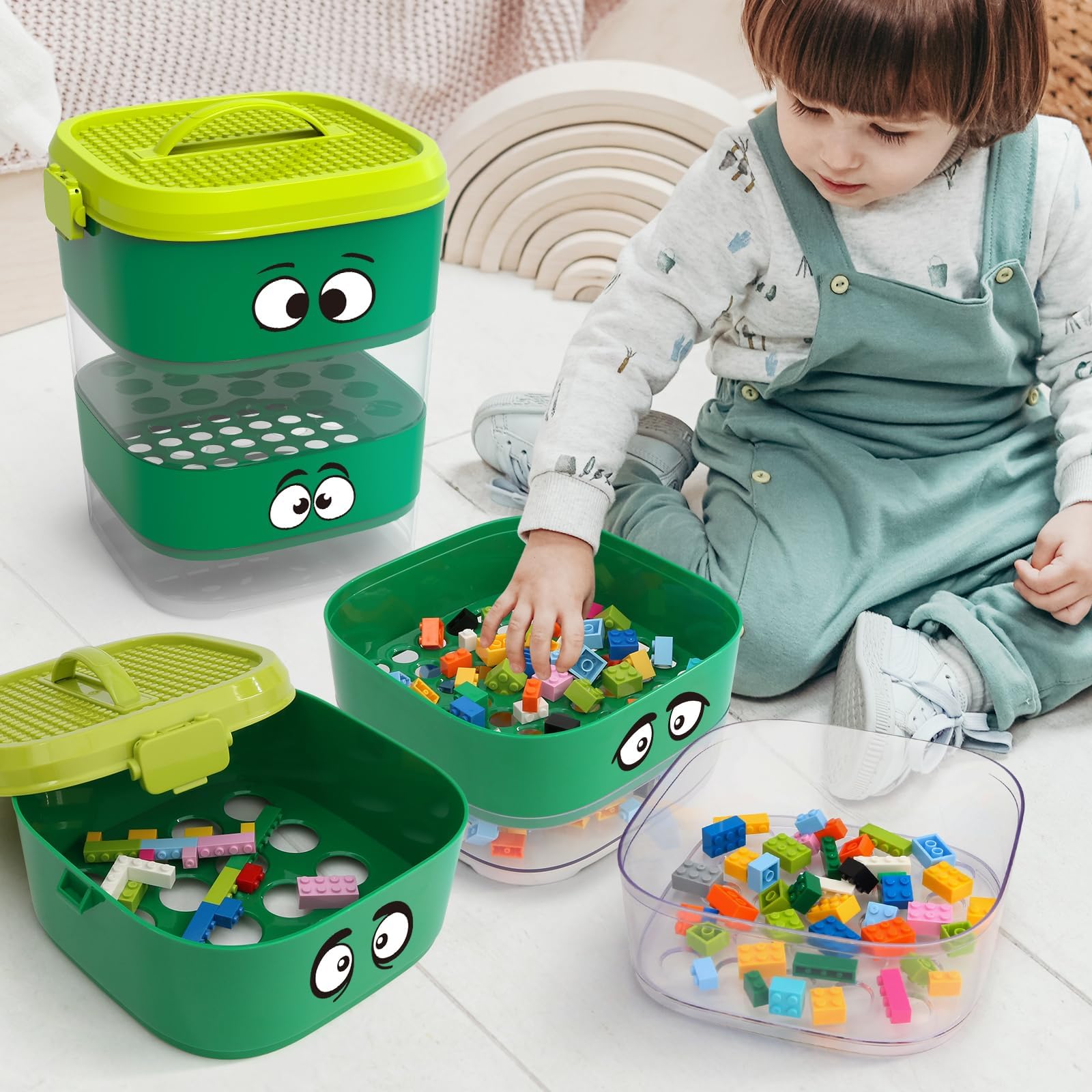 Amazon.com: 4 Tray Toy Blocks Sorter Sifter, Cute Portable Storage ...
