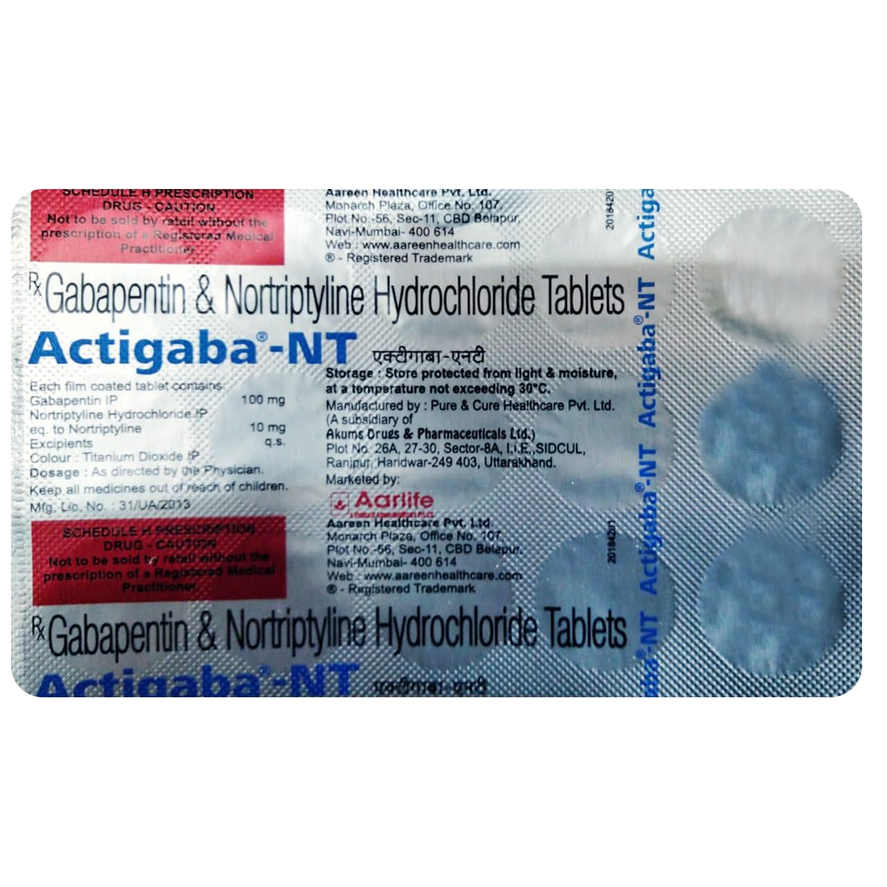Actigaba-NT 100 - Strip of 15 Tablets : Amazon.in: Health & Personal Care
