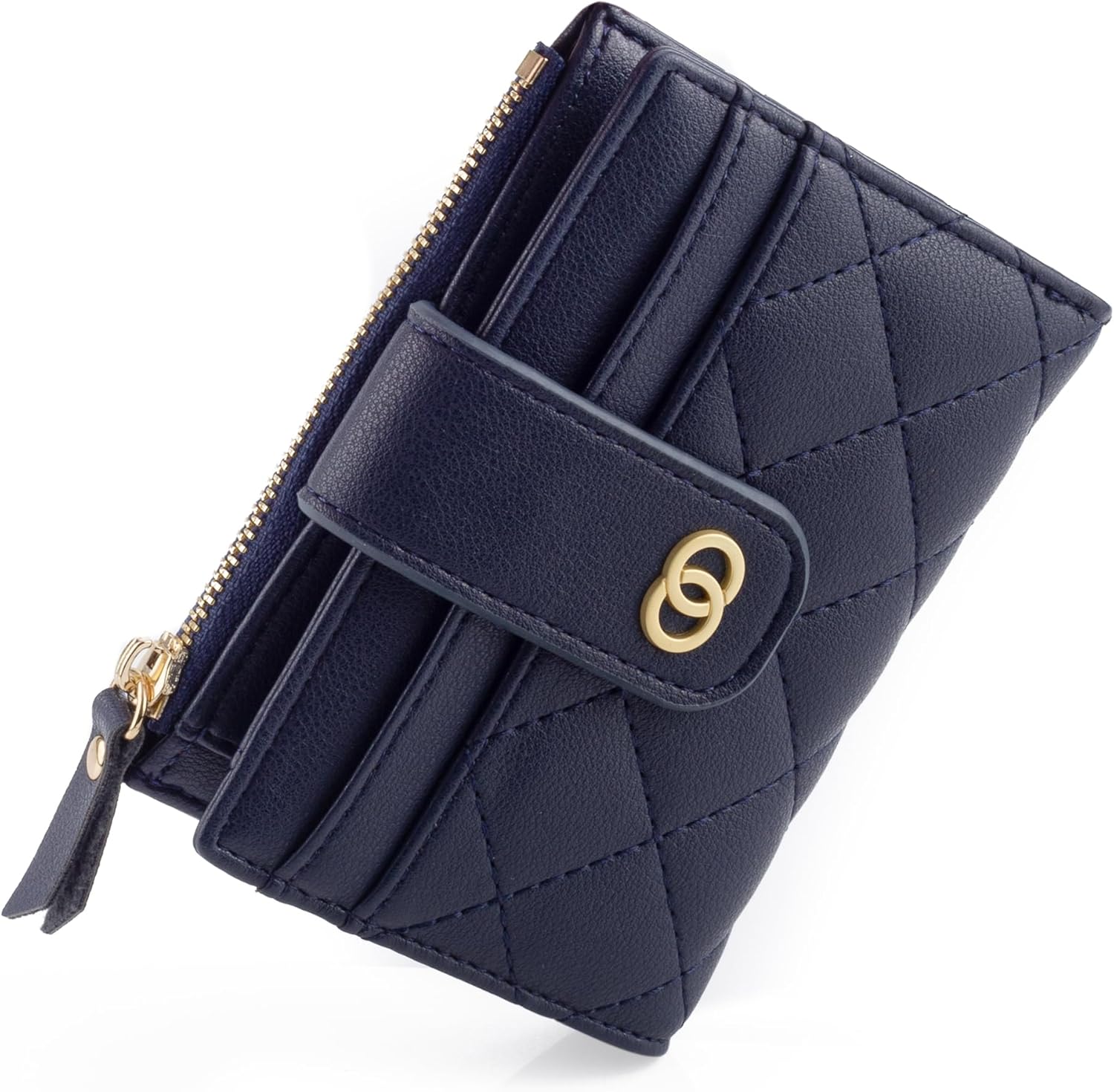Amazon.com: WEILIAN Small Wallets Woman Quilted PU Leather Navy Blue ...