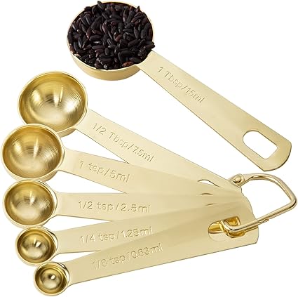 Gold Measuring Spoons, Heavy Duty 18/8 Stainless Steel Measuring Set of ...