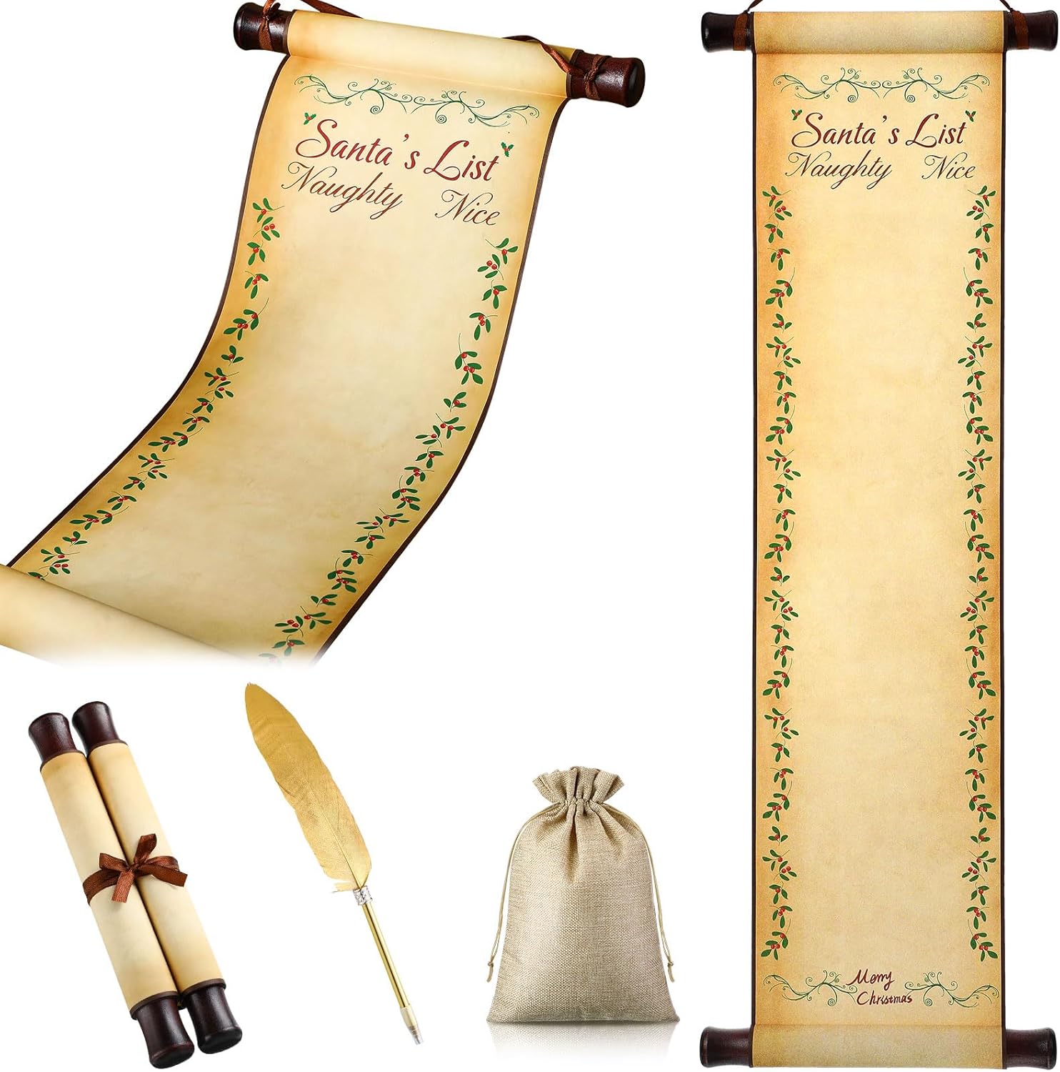 Amazon.com: Watersay Christmas Santa's List of Naughty and Nice Scroll ...