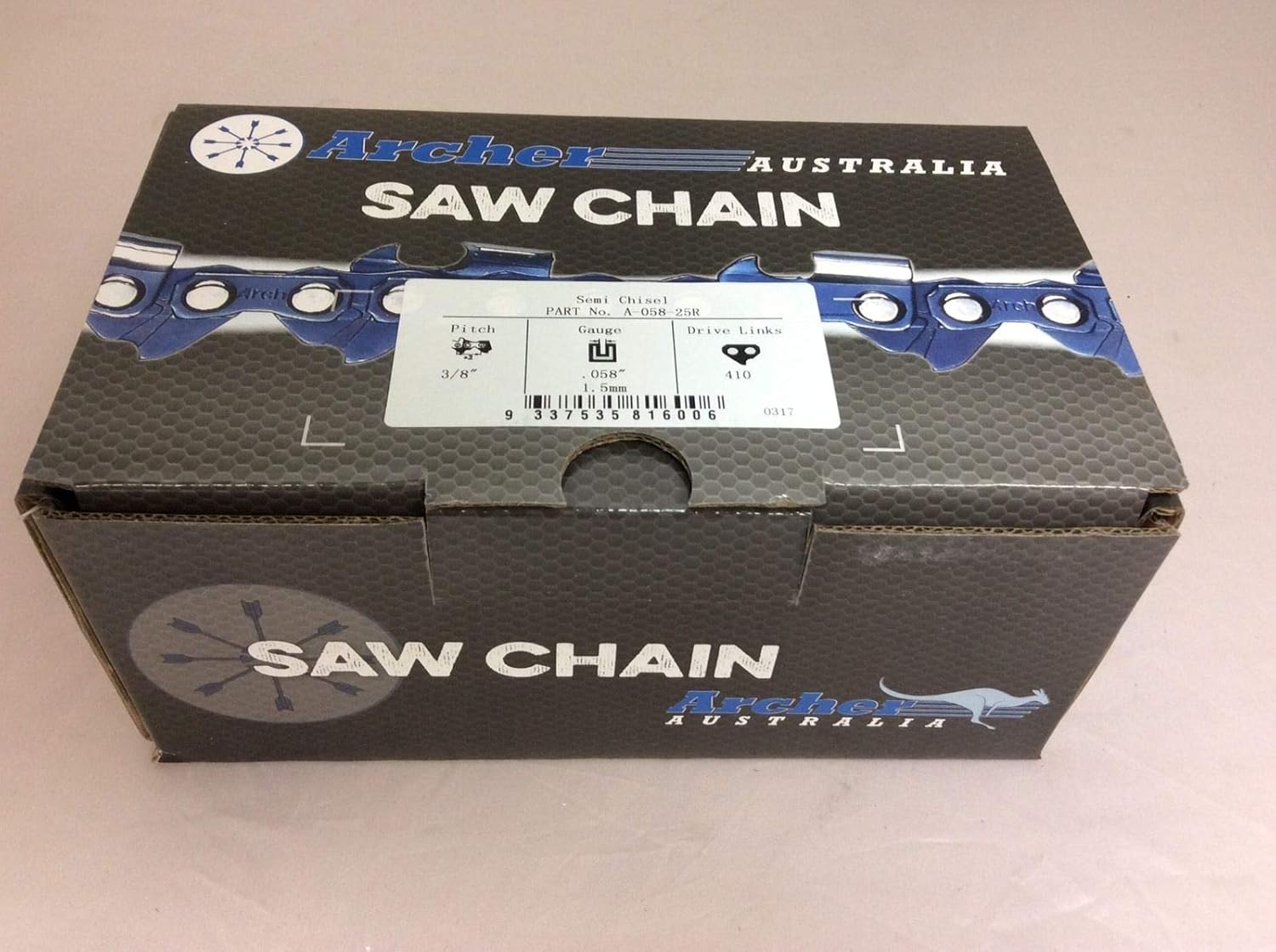 Amazon.com: Archer Chainsaw Chain 25ft Roll 3/8" .058 Semi-Chisel ...