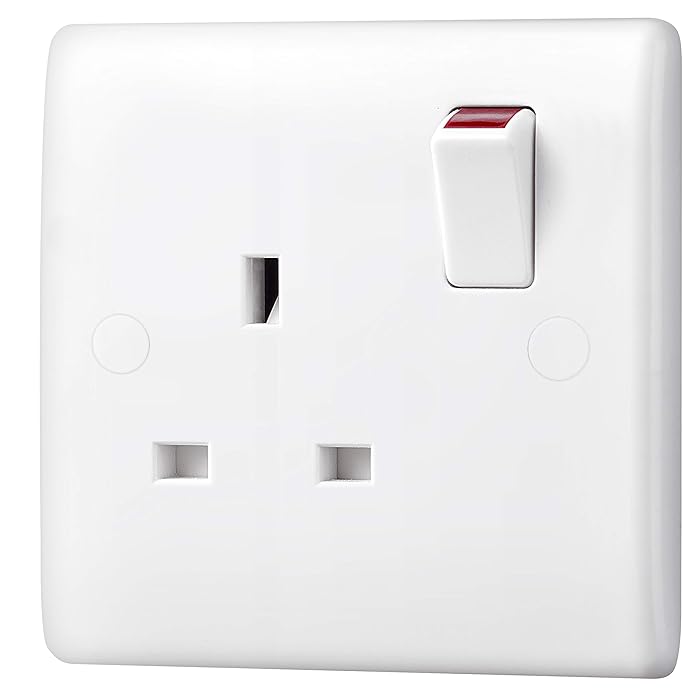 Buy BG Electrical 821DP-01 Single Switched Power Socket, White Moulded ...