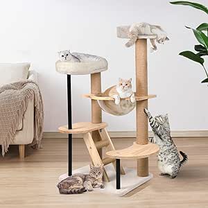 Amazon.com : HDLKRR Wood Cat Tree Tower - Modern Cat Tree Tower for Indoor Cats 40" Tall Wooden ...