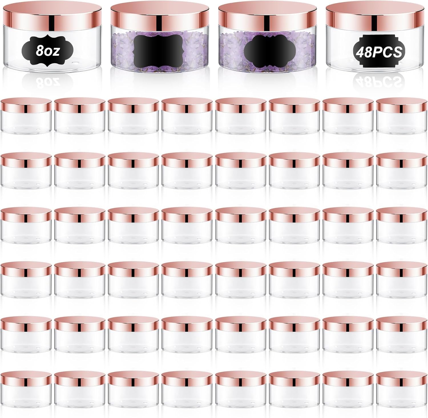 Amazon.com: Uiifan 48 Pcs 8 oz Plastic Containers with Lids &labels ...