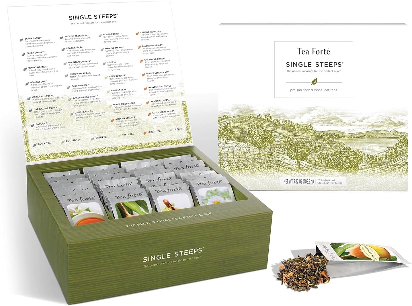 Amazon.com : Tea Forte Single Steeps Loose Leaf Classic Premium Tea ...