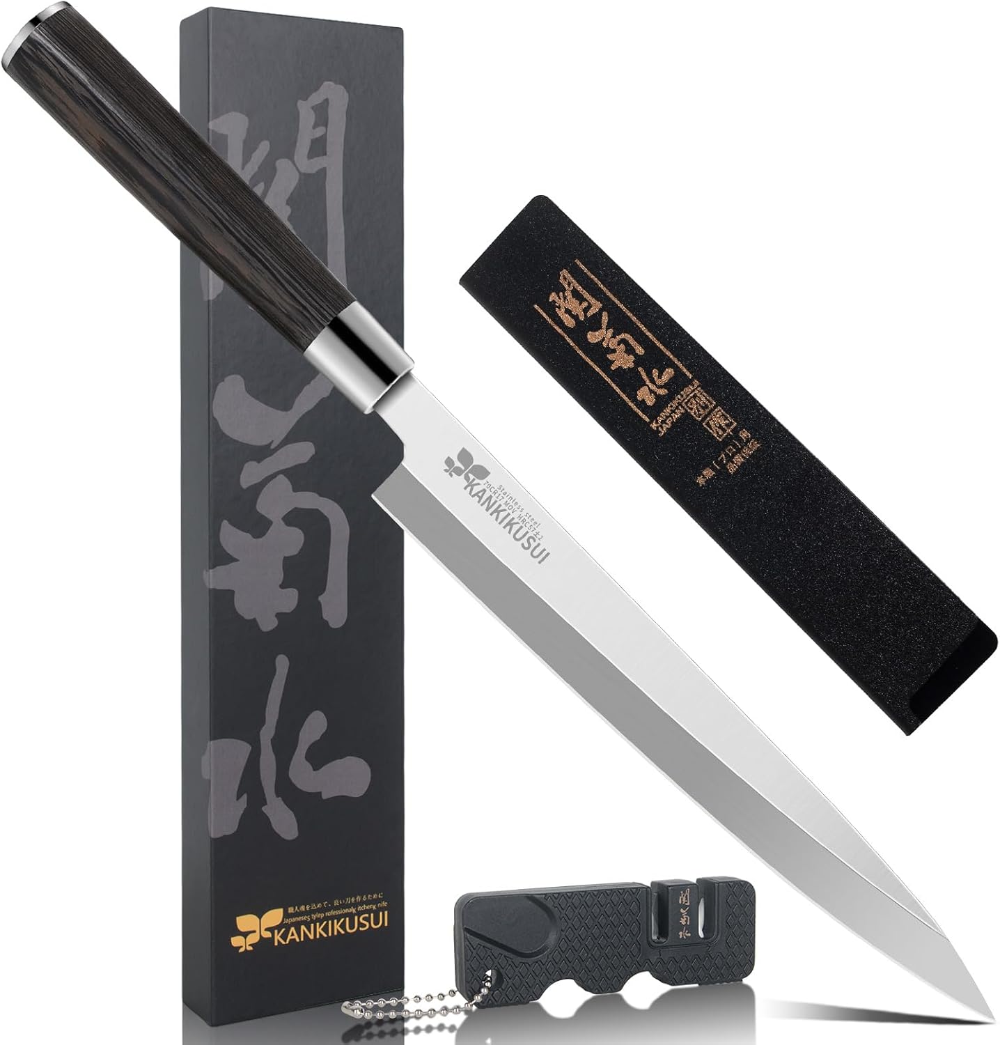 Amazon.com: KANKIKUSUI Sashimi Knife, 9.3-inches Sushi Knife Set with ...