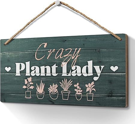 Amazon.com : Heuhuww Plant Lover Gifts,Crazy Plant Lady Wood Sign 6x12 ...