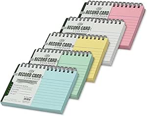 FIS® Ruled Record Cards, Size:5"x3" Inches (127x76mm), Double Loop ...