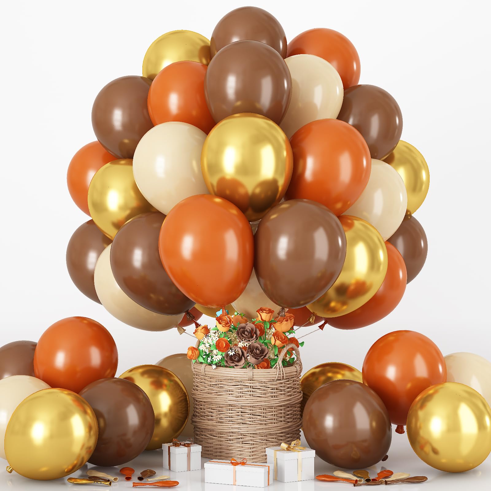 Amazon.com: Orange Brown Balloons Set, 60Pcs 12 Inch Burnt Orange Tan ...