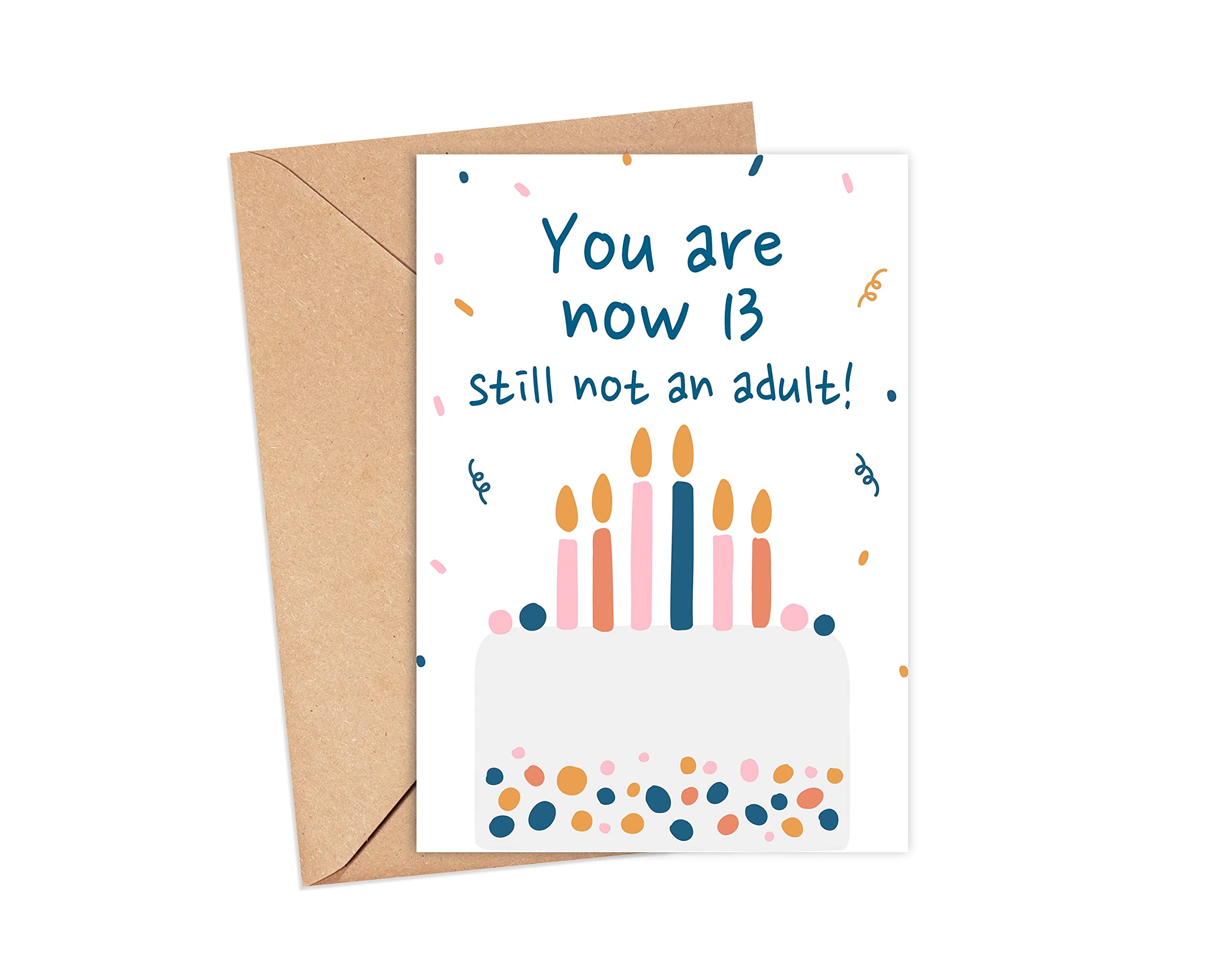Amazon.com : Funny 13th Birthday Card For Boy Or Girl With Envelope ...