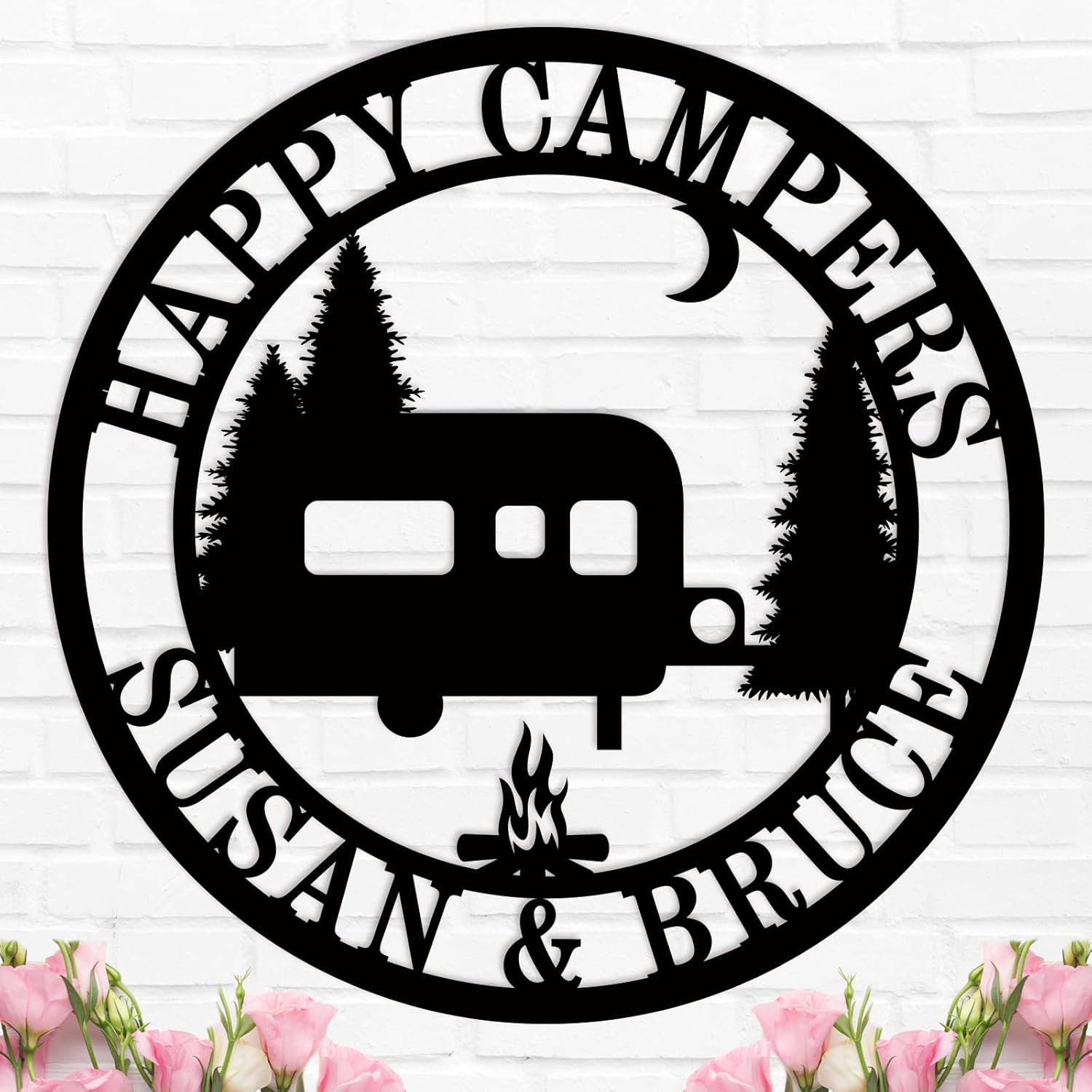 Amazon.com: Personalized Happy Camper Metal Sign, Custom Campground ...