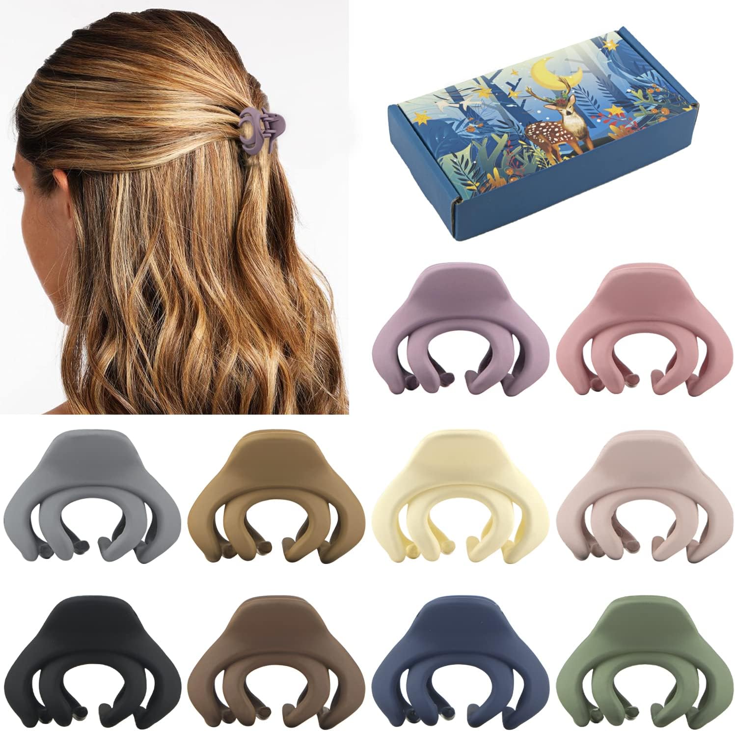 Amazon.com : BOUNIQ 4 Pcs Hair Claw Clips Small Mouse Ear Hair Clips ...