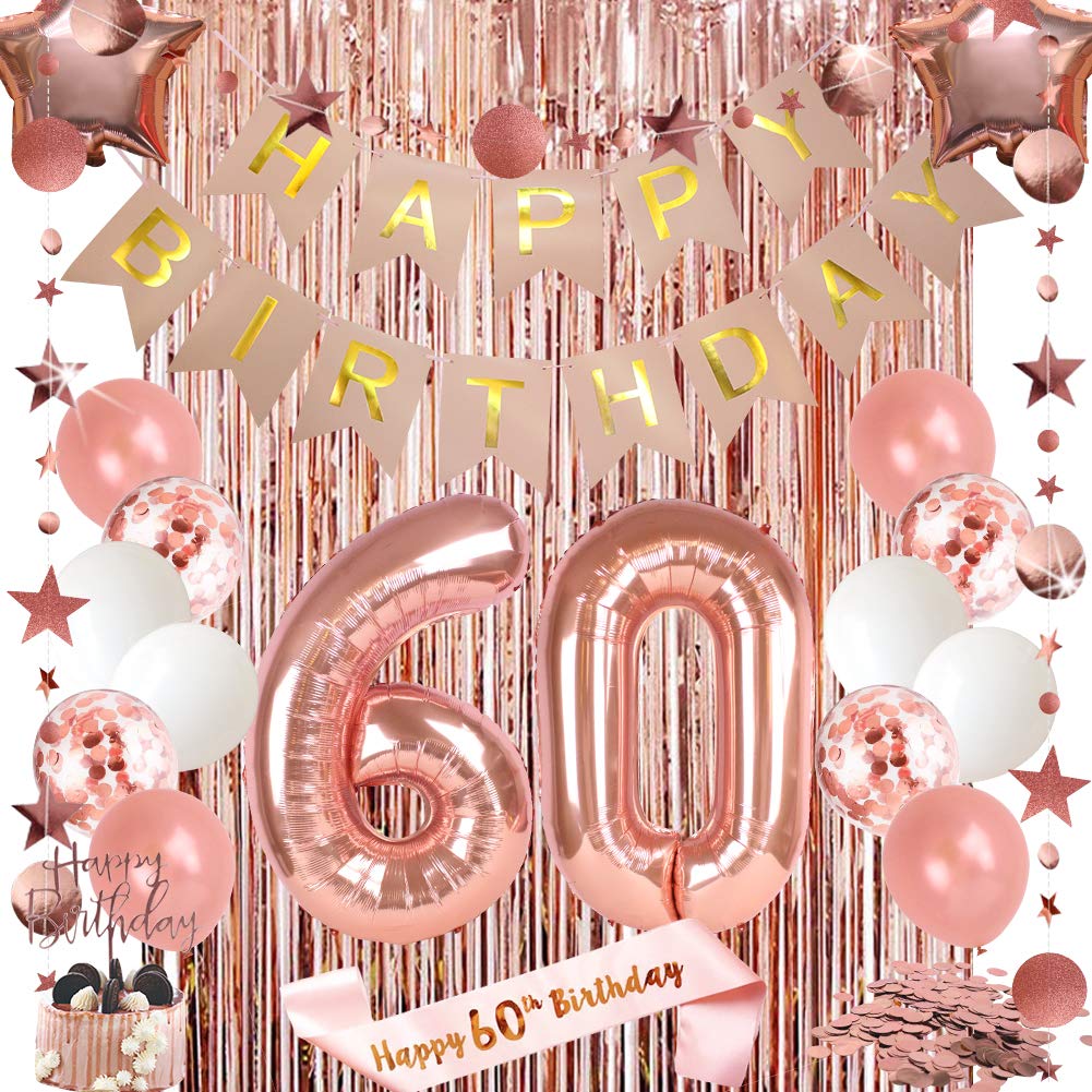 Buy 60th Birthday Decorations For Women Happy Birthday Banner Cake 