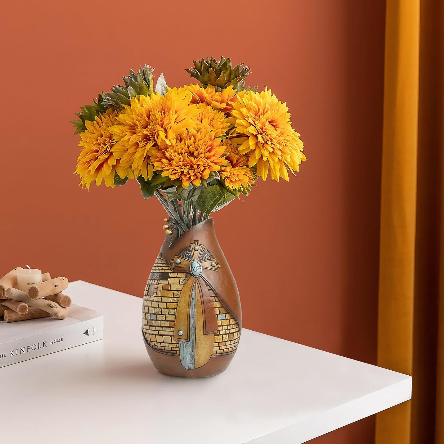 Amazon.com: flangairy Native American Flower Vase Decor, Resin Western ...