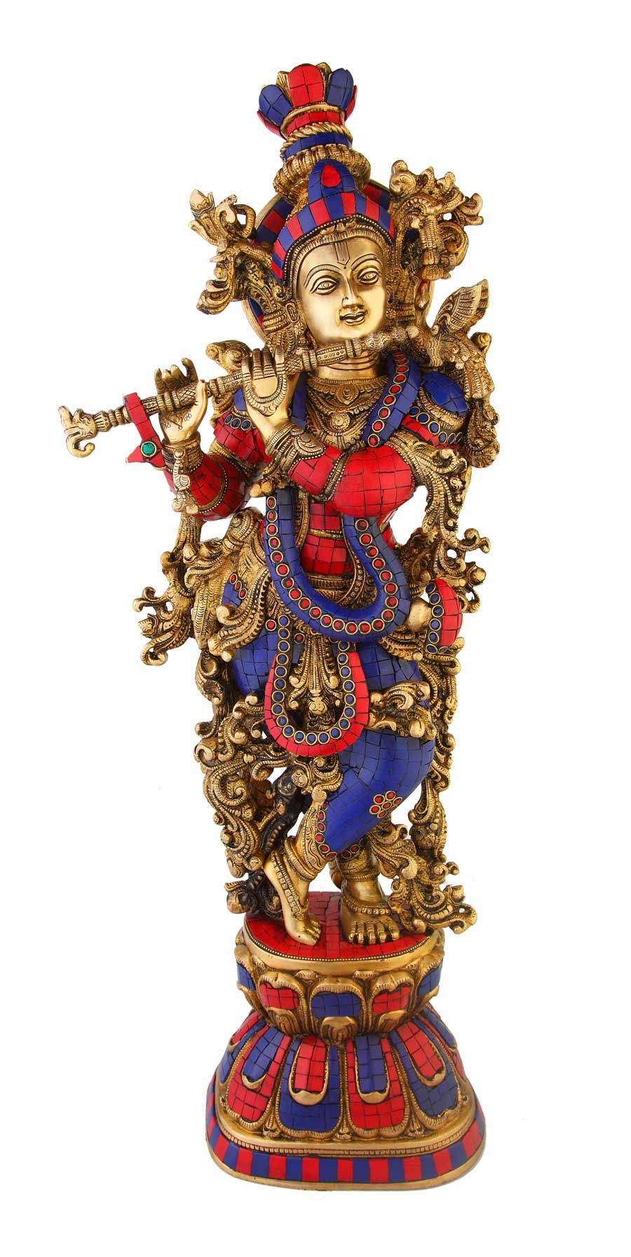 Buy Statuestudio Hindu Religious Lord Gopala Krishna Murti Brass Inlay ...