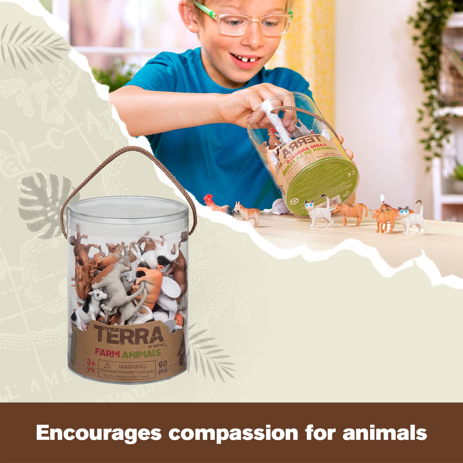 Snapklik.com : Terra By Battat Toy Farm Animals Tube 60 Mini Figures In ...