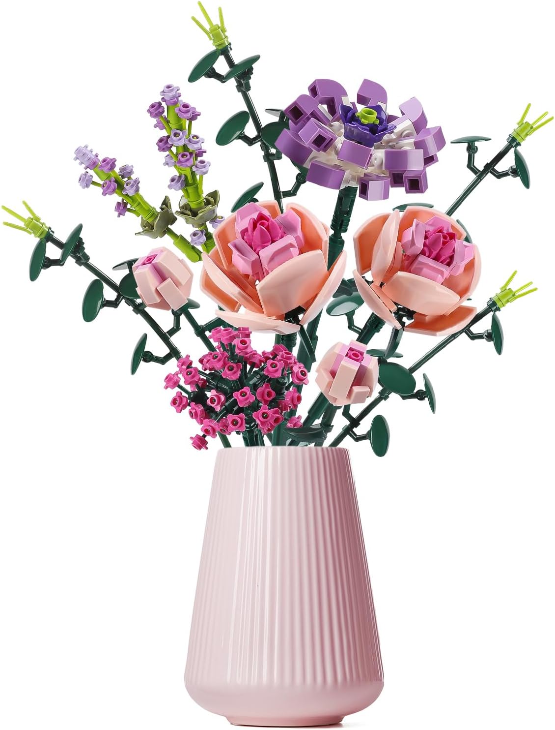 Amazon.com: ZONECYTD Flower Bouquet Building Toy Set Tulips Artificial ...